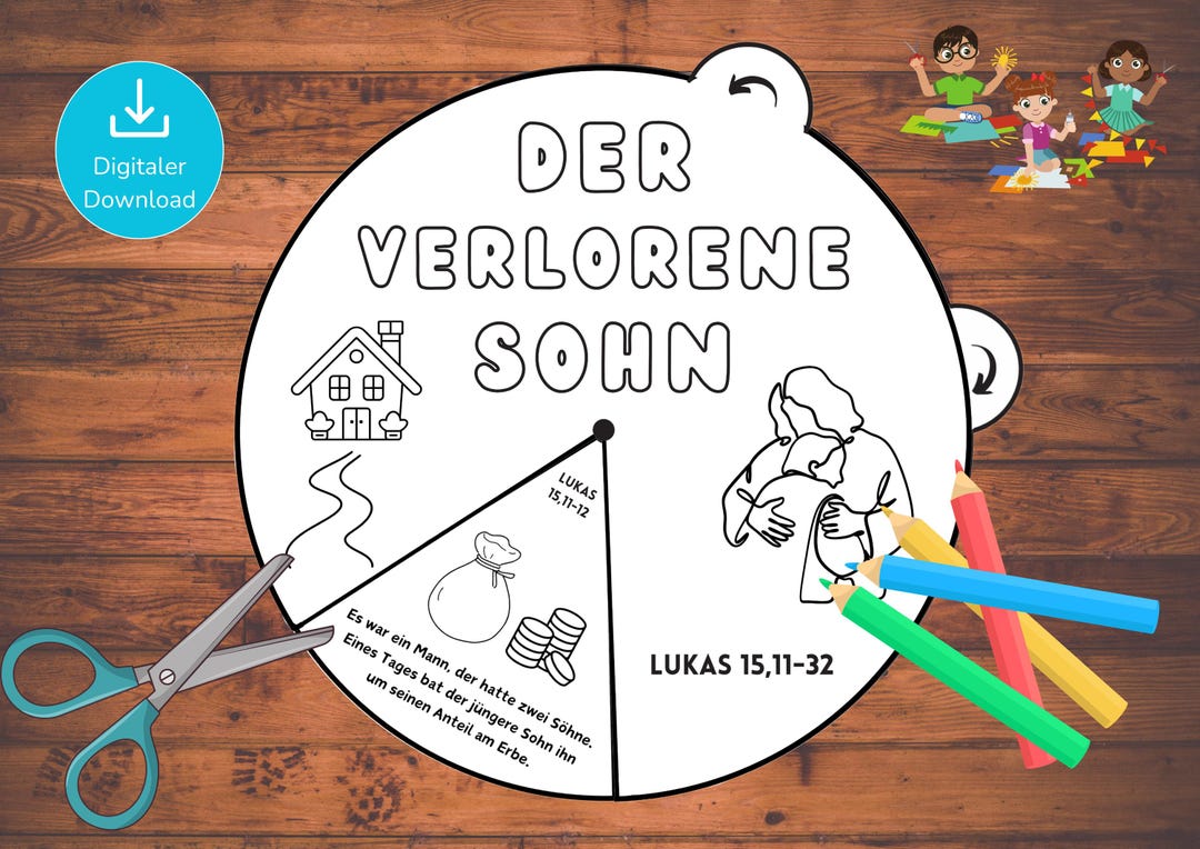 Der verlorene Sohn Ausmal-Rad Bastelvorlage DEUTSCH Bibelgeschichte ...