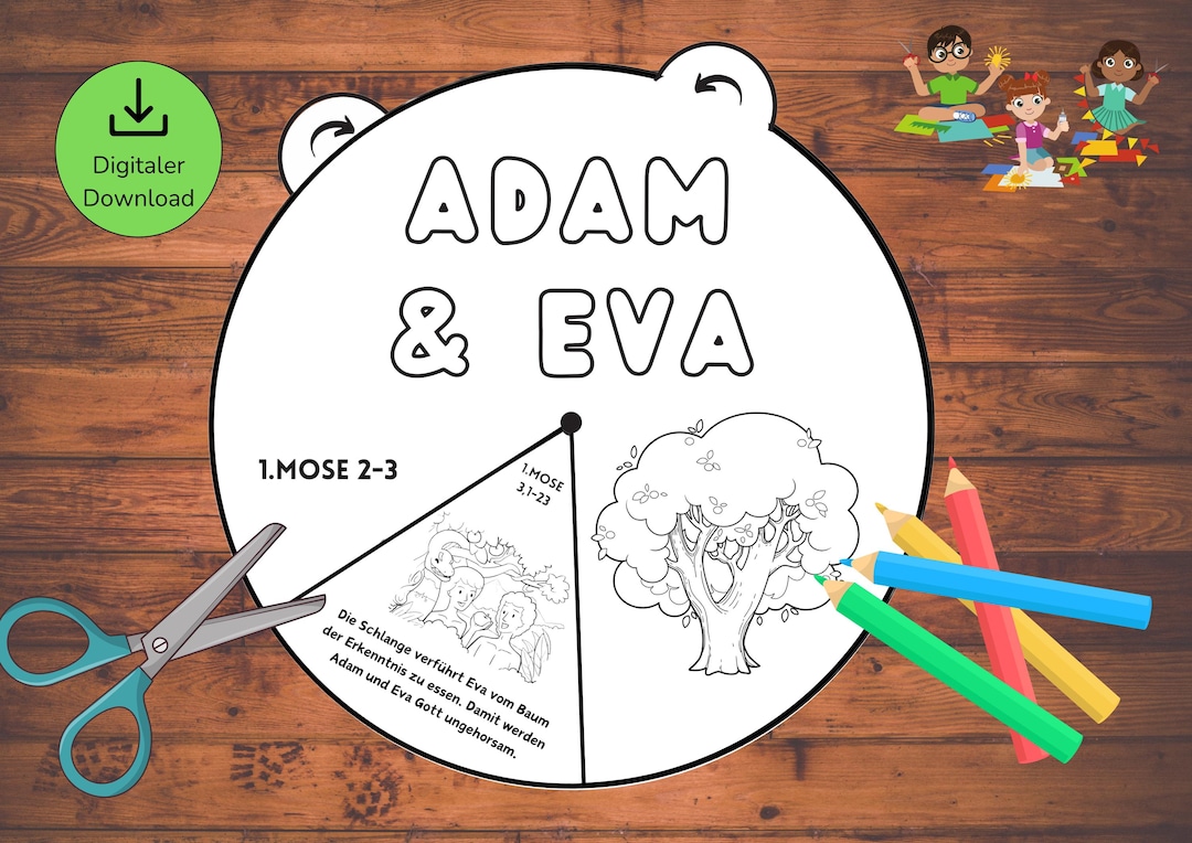 Adam Und Eva Ausmal-rad Bastelvorlage DEUTSCH Bibelgeschichte ...
