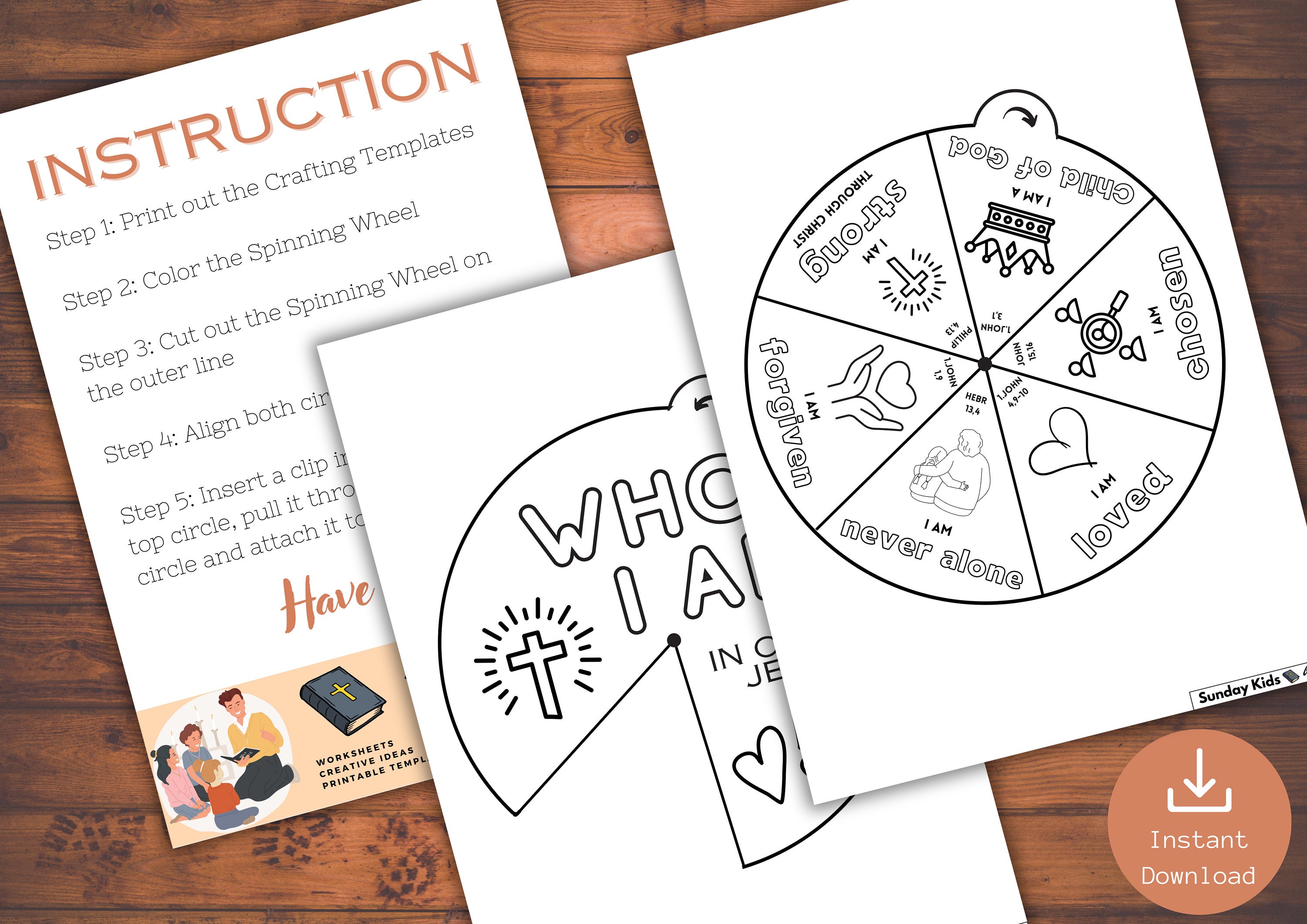 Identity in Christ Coloring Spinning Wheel Who I Am in Jesus ENGLISH ...