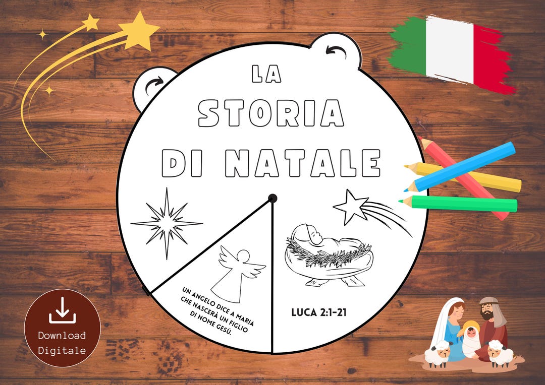 Christmas Story Spinning Wheel Craft ITALIAN Printable Bible Activity ...