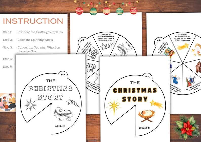 Christmas Story Spinning Wheel Craft ENGLISH Printable Bible Activity ...