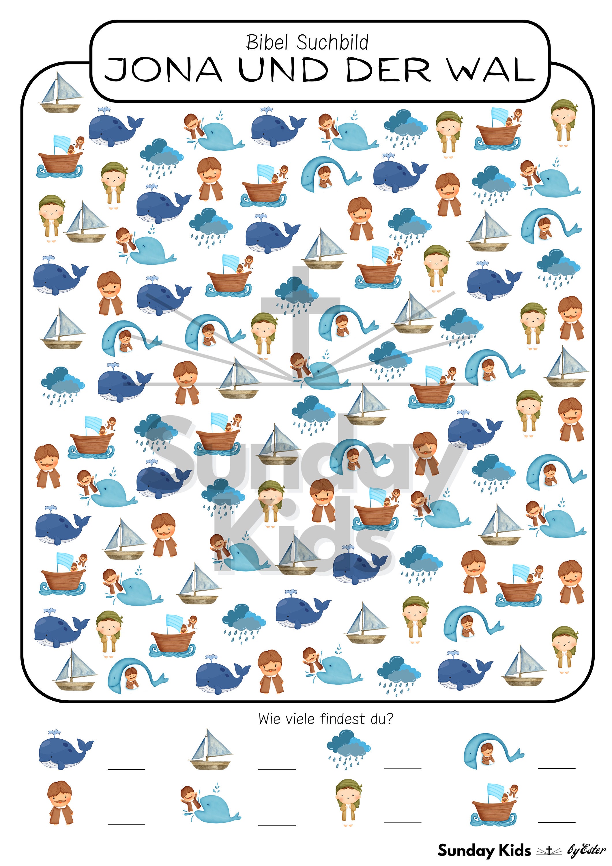 Jona und der Wal DEUTSCH Rätsel 2er Pack Bibelgeschichte Arbeitsblatt ...