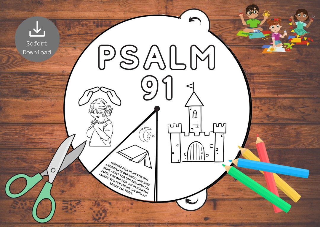 Ausmalrad Psalm 91 DEUTSCH Bibelunterricht, Kindergottesdienst ...