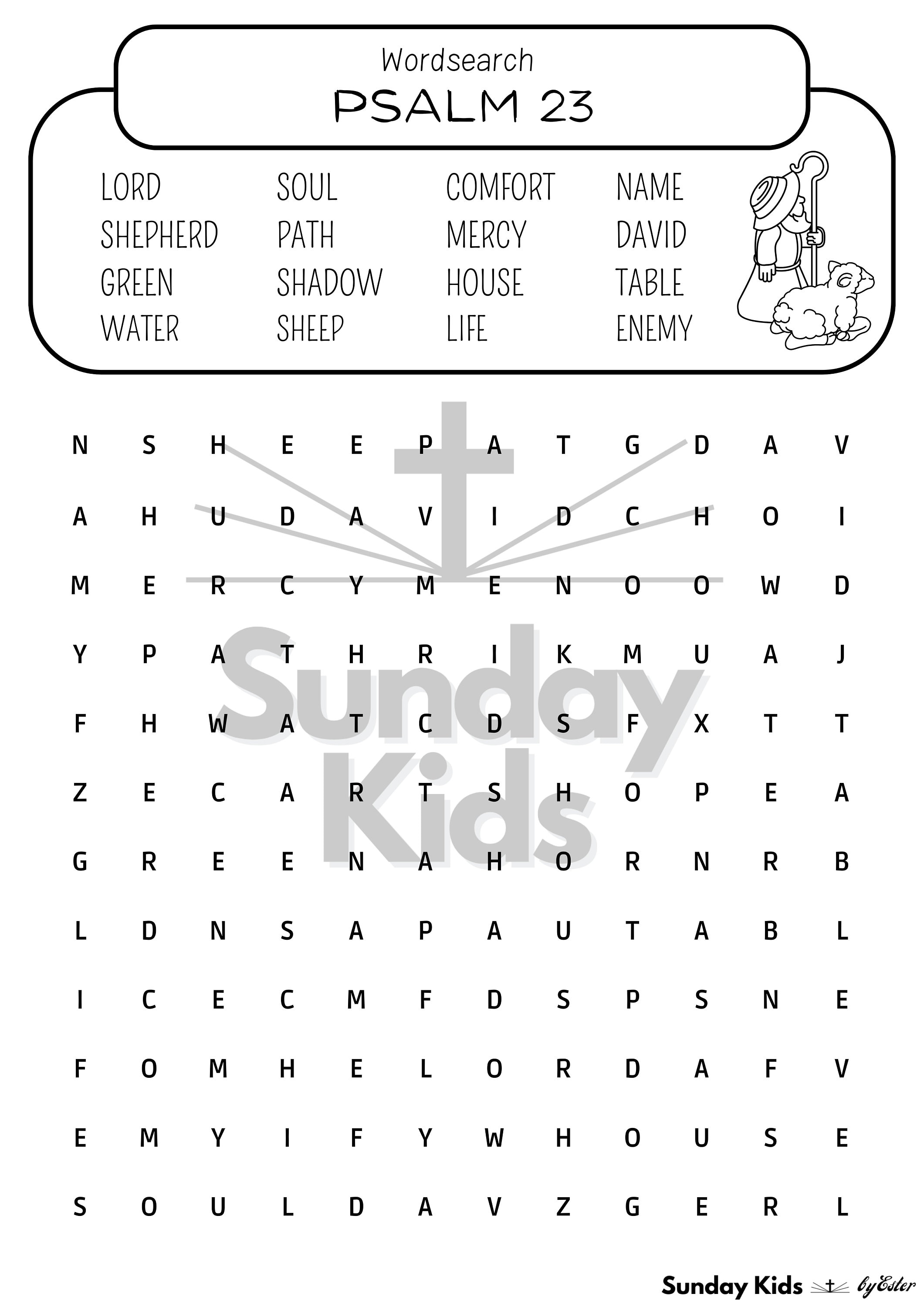 Psalm 23 Activitysheet Pack of 3 ENGLISH I Spy Page, Wordsearch Puzzle Sunday School the Lord is ...