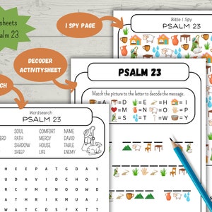 Psalm 23 Activitysheet Pack of 3 ENGLISH I Spy Page, Wordsearch Puzzle ...