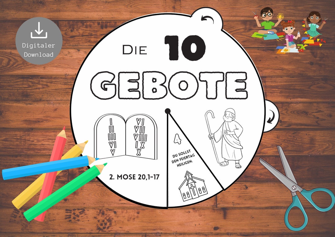 Coloring Wheel the 10 Commandments German Bible Lessons, Children's ...