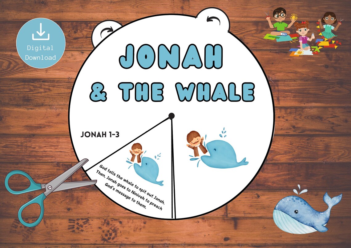 Jonah and the Whale Spinning Wheel Craft ENGLISH Printable Bible ...