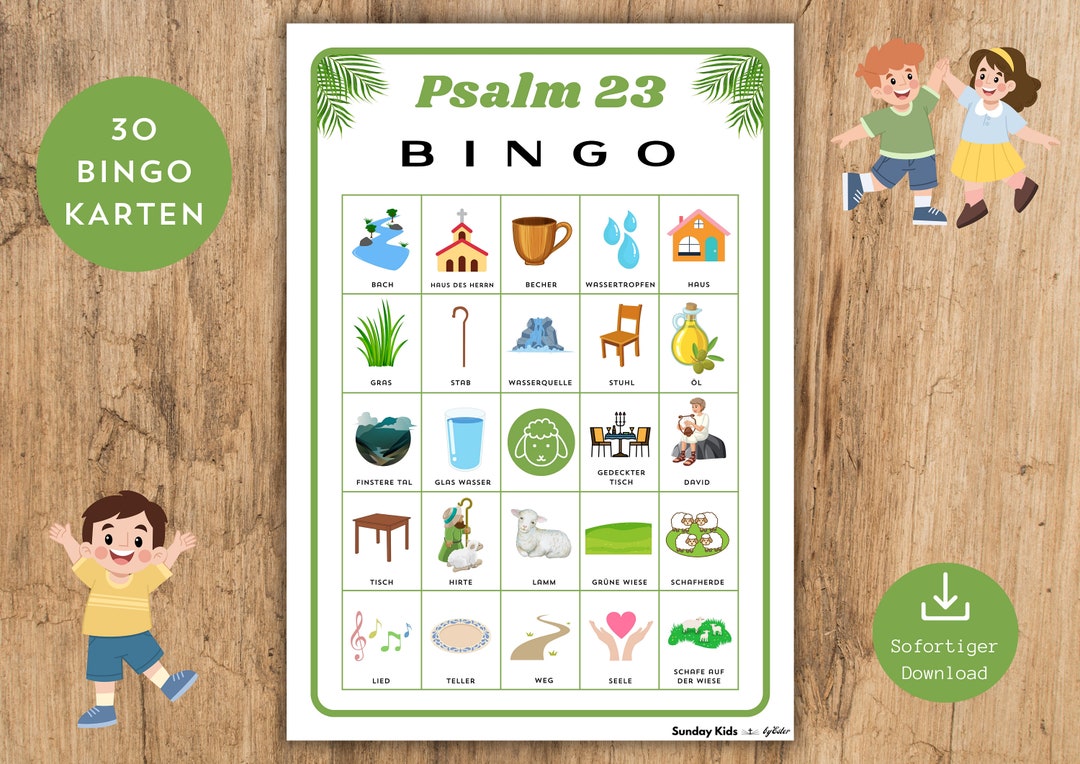 Psalm 23 Bingo Der Herr Ist Mein Hirte DEUTSCH Bibel Bingo Spiele ...