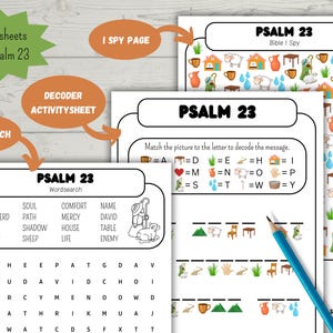 Psalm 23 Activitysheet Pack of 3 ENGLISH I Spy Page, Wordsearch Puzzle ...