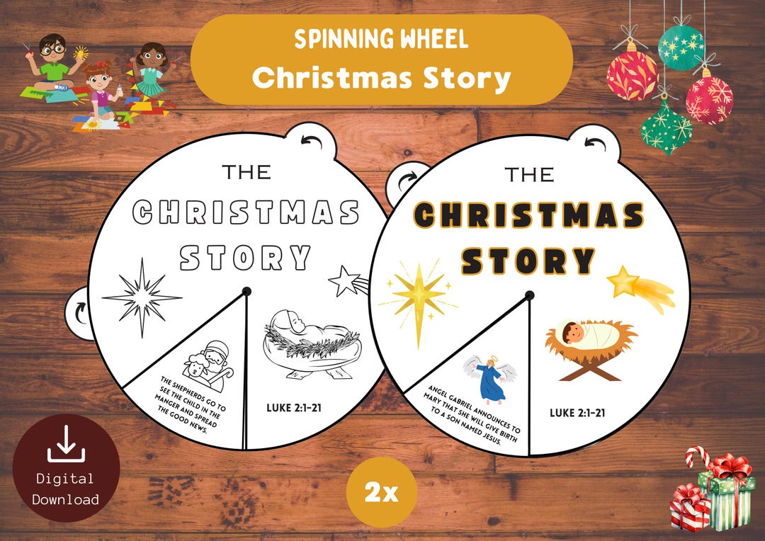 Christmas Story Spinning Wheel Craft ENGLISH Printable Bible Activity ...