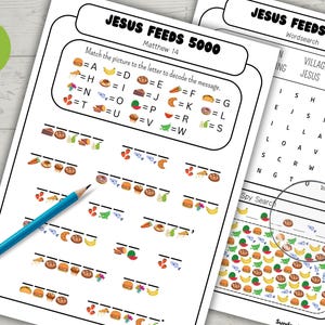 Jesus Feeds 5000 Activitysheet Pack of 2 ENGLISH Wordsearch Puzzle I ...
