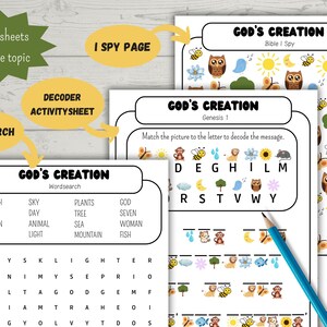 Creation Activitysheet Pack of 3 ENGLISH I Spy Page, Wordsearch Puzzle ...