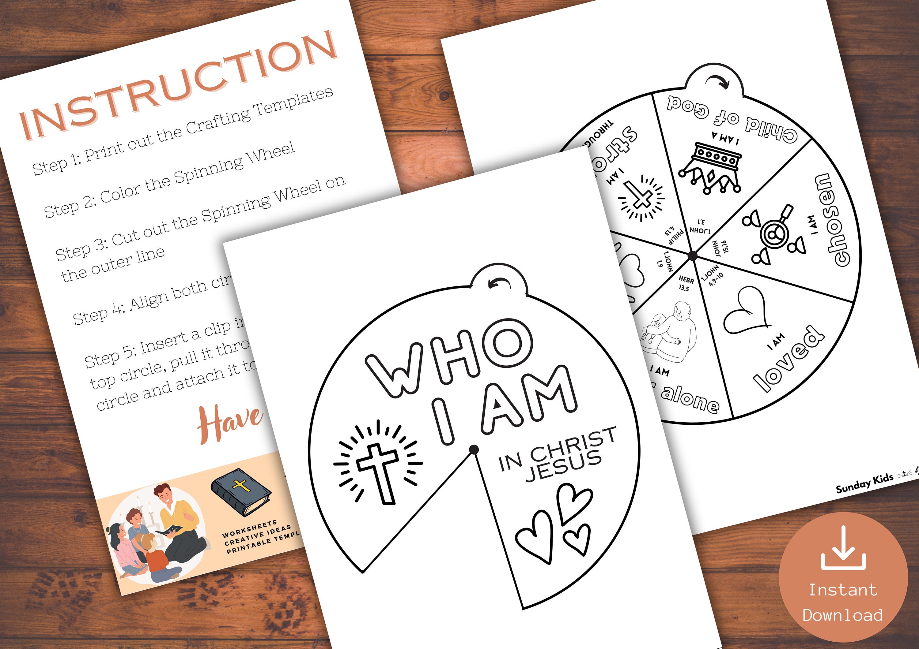 Identity in Christ Coloring Spinning Wheel Who I Am in Jesus ENGLISH ...