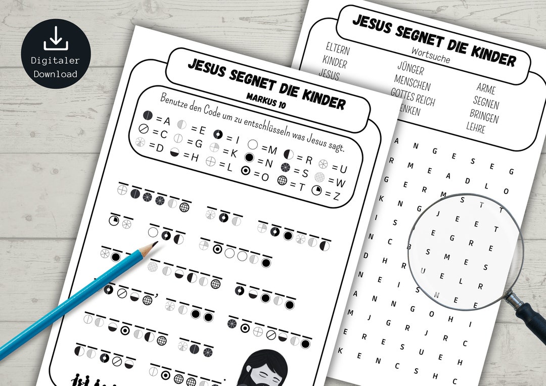 GERMAN Jesus Blesses the Children Activitysheet Pack of 2 Bible Lesson ...