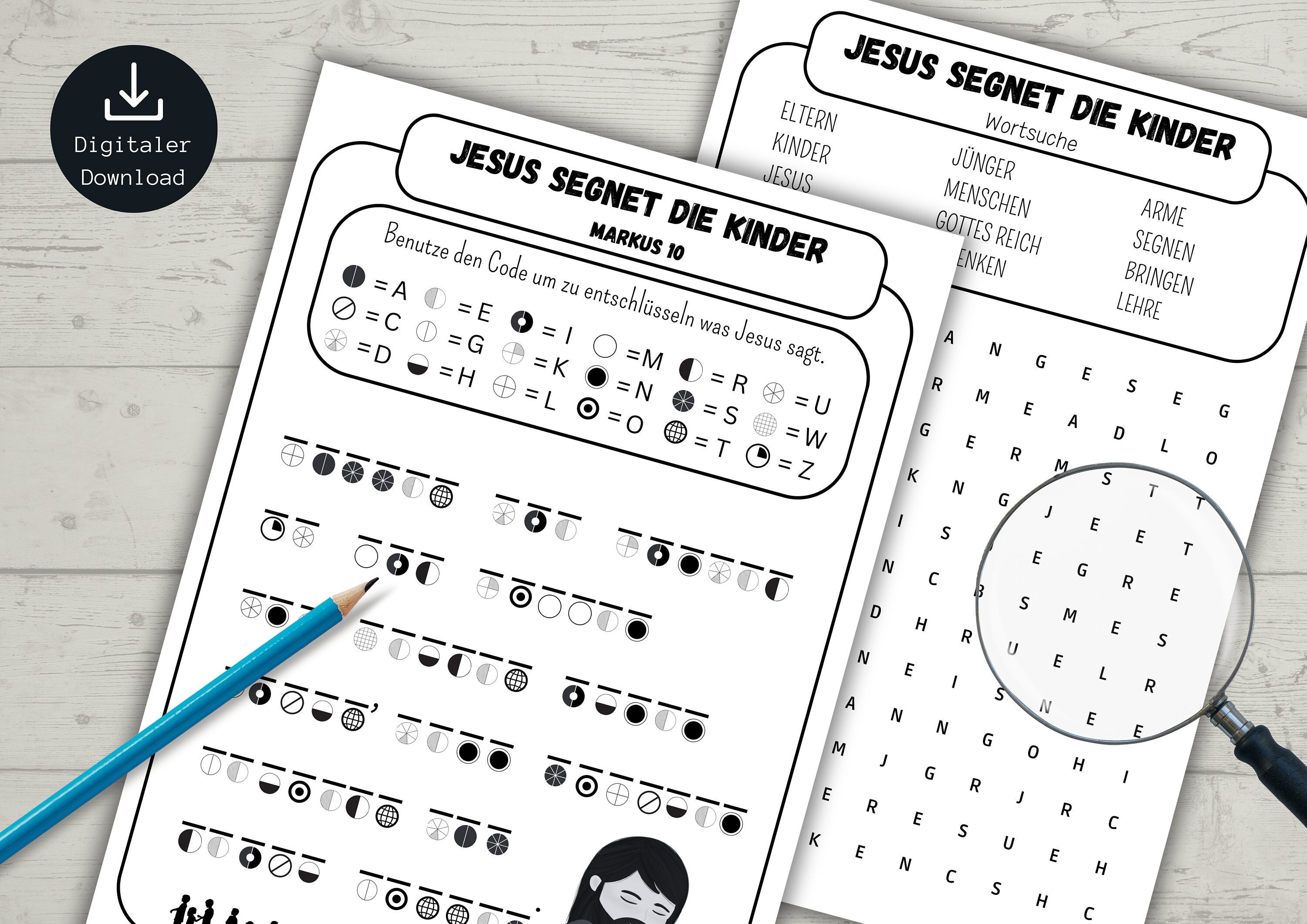 GERMAN Jesus Blesses the Children Activitysheet Pack of 2 Bible Lesson ...