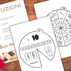 The Ten Commandments Bible Coloring Wheel Craft ITALIAN Printable Bible ...