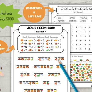 Jesus Feeds 5000 Activitysheet Pack of 2 ENGLISH Wordsearch Puzzle I ...
