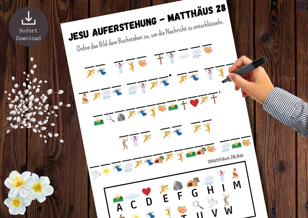 Jesus' Resurrection Matthew 28 German Puzzle, Bible, Worksheet for ...