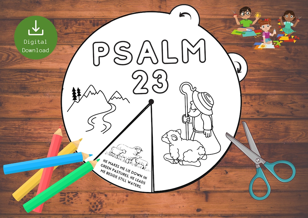 Psalm 23 Bible Coloring Wheel Craft ENGLISH Printable Bible Activity ...