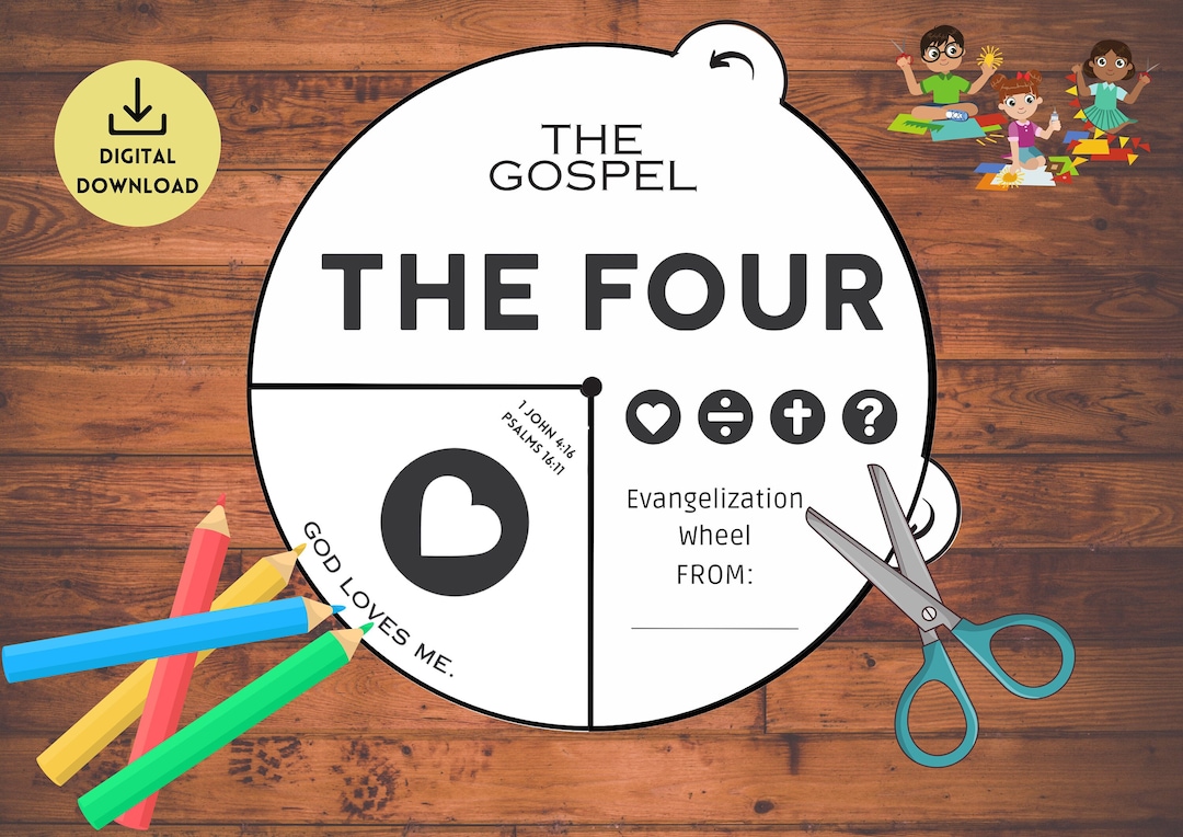 THE FOUR the Gospel Bible Wheel Craft ENGLISH Printable Bible Activity ...