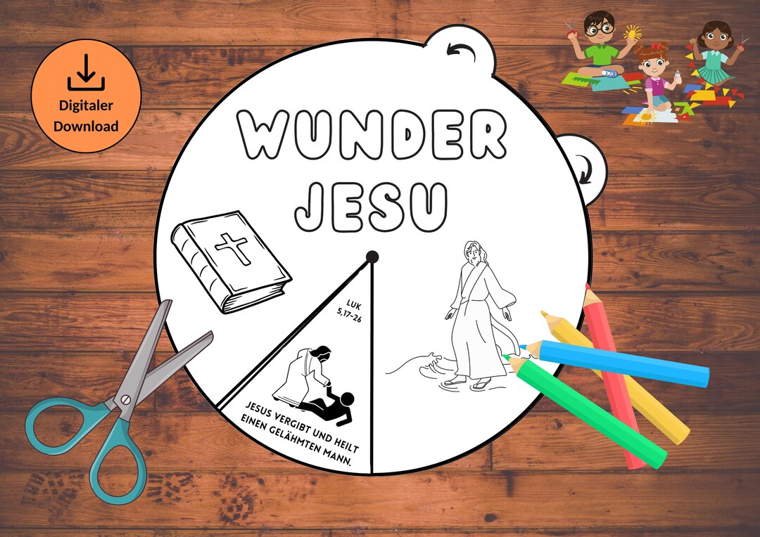 Wunder Jesu Ausmalrad Bastelvorlage DEUTSCH Bibelgeschichten Jesus ...