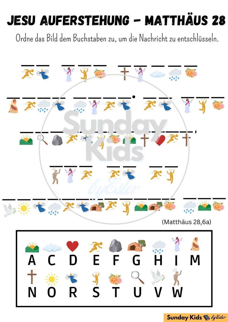 Jesus' Resurrection Matthew 28 German Puzzle, Bible, Worksheet for ...