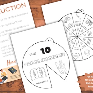 The Ten Commandments Bible Coloring Wheel Craft ENGLISH Printable Bible ...
