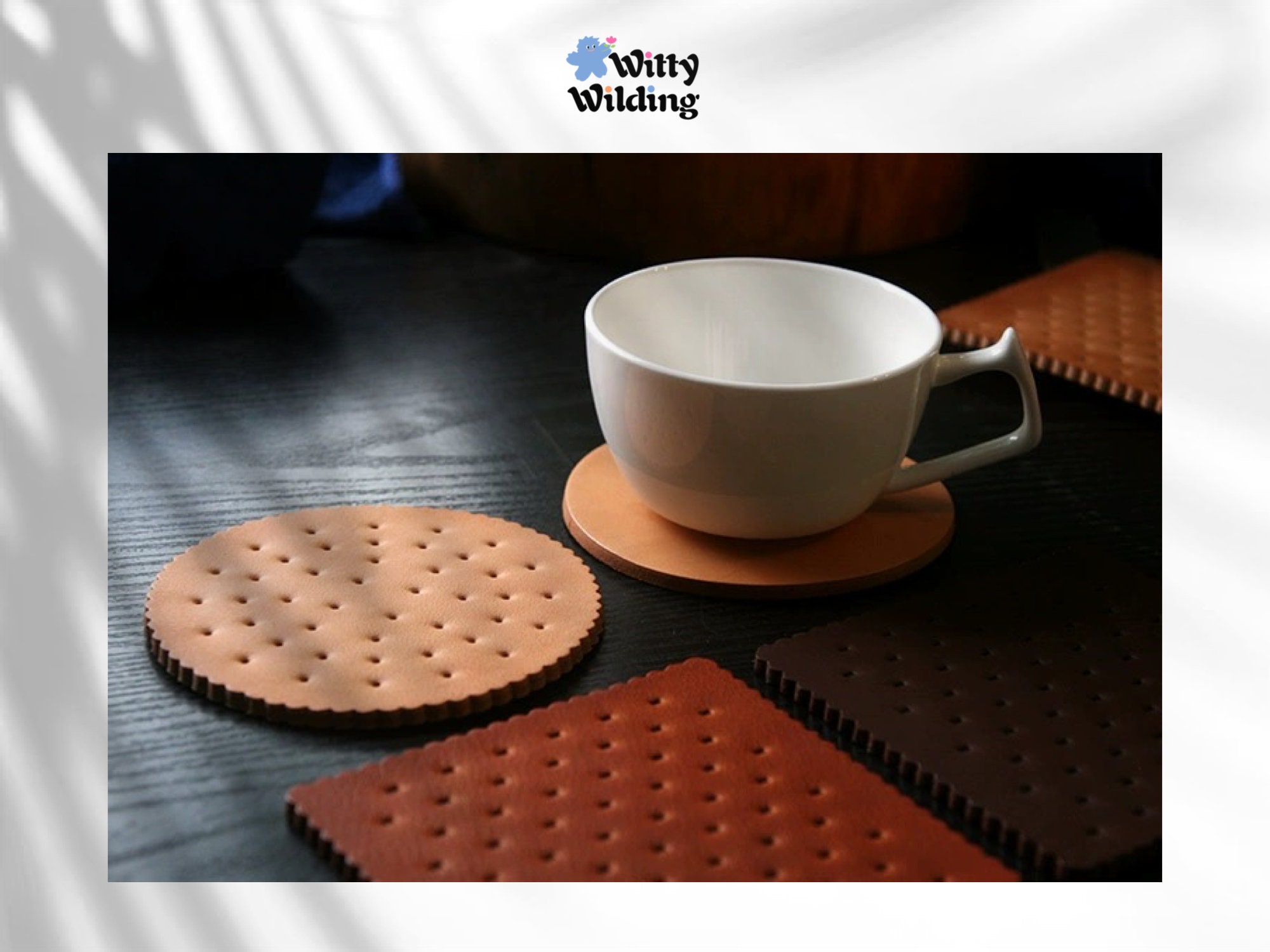 Personalized Leather Biscuit Coaster,cute Leather Drink Coaster,table ...
