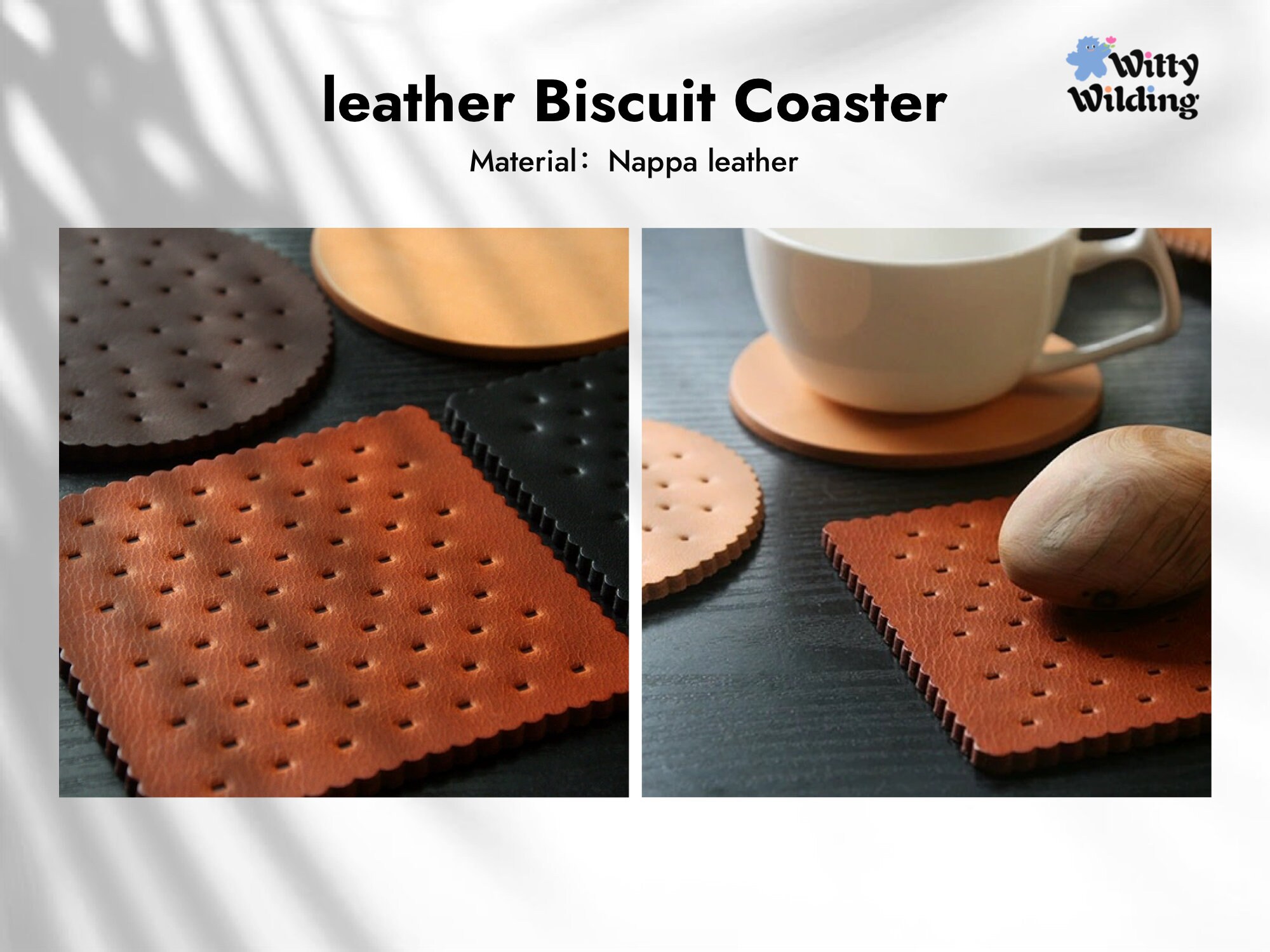 Personalized Leather Biscuit Coaster,cute Leather Drink Coaster,table ...
