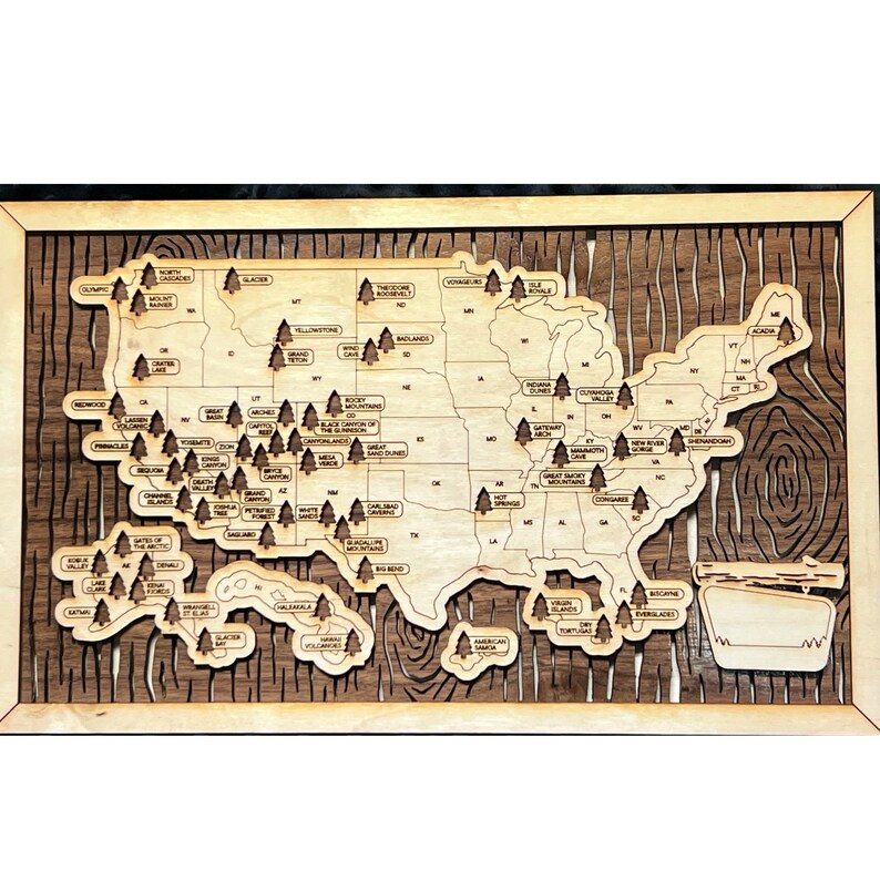 National Park Coastal-themed Tracker Map - Customizable Hiker Gift for ...