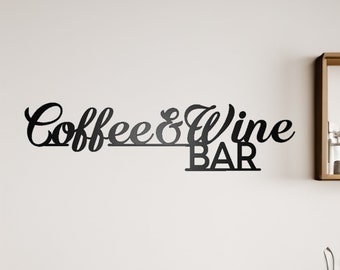 Coffee & Wine Bar Script Metal Sign Home Kitchen Wall Hanging ...
