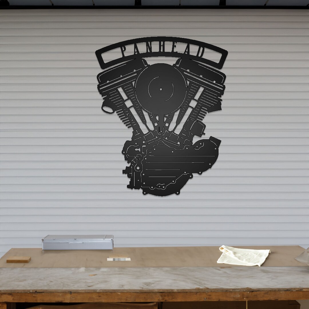 Panhead Engine Metal Garage Sign - Gift for Biker & Motorcycle ...
