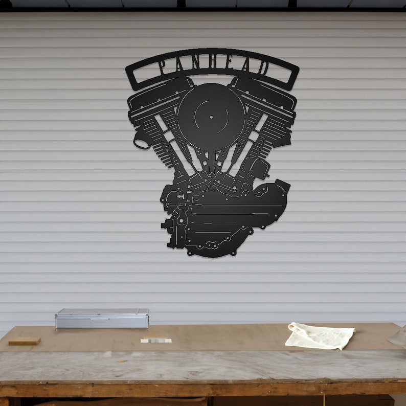 Panhead Engine Metal Garage Sign Gift for Biker & Motorcycle Enthusiast ...