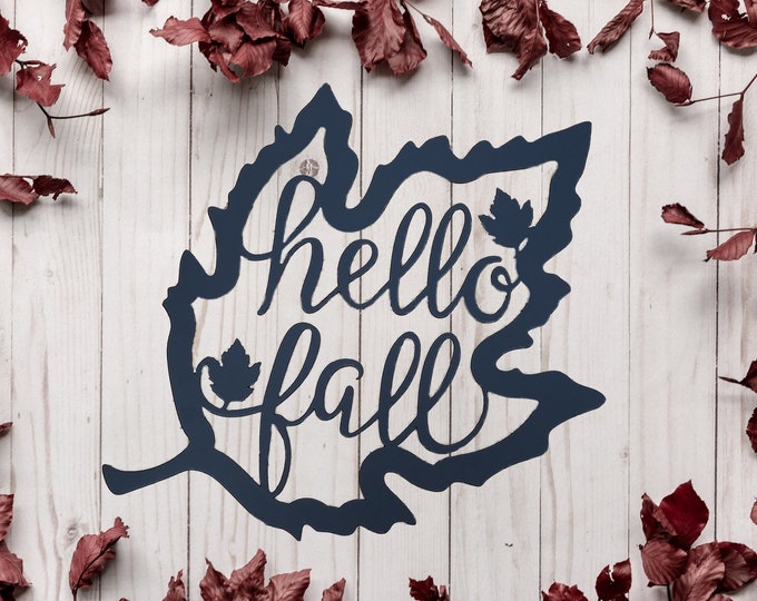 Hello Fall Metal Wall Art Seasonal Autumn Steel Decor - Etsy