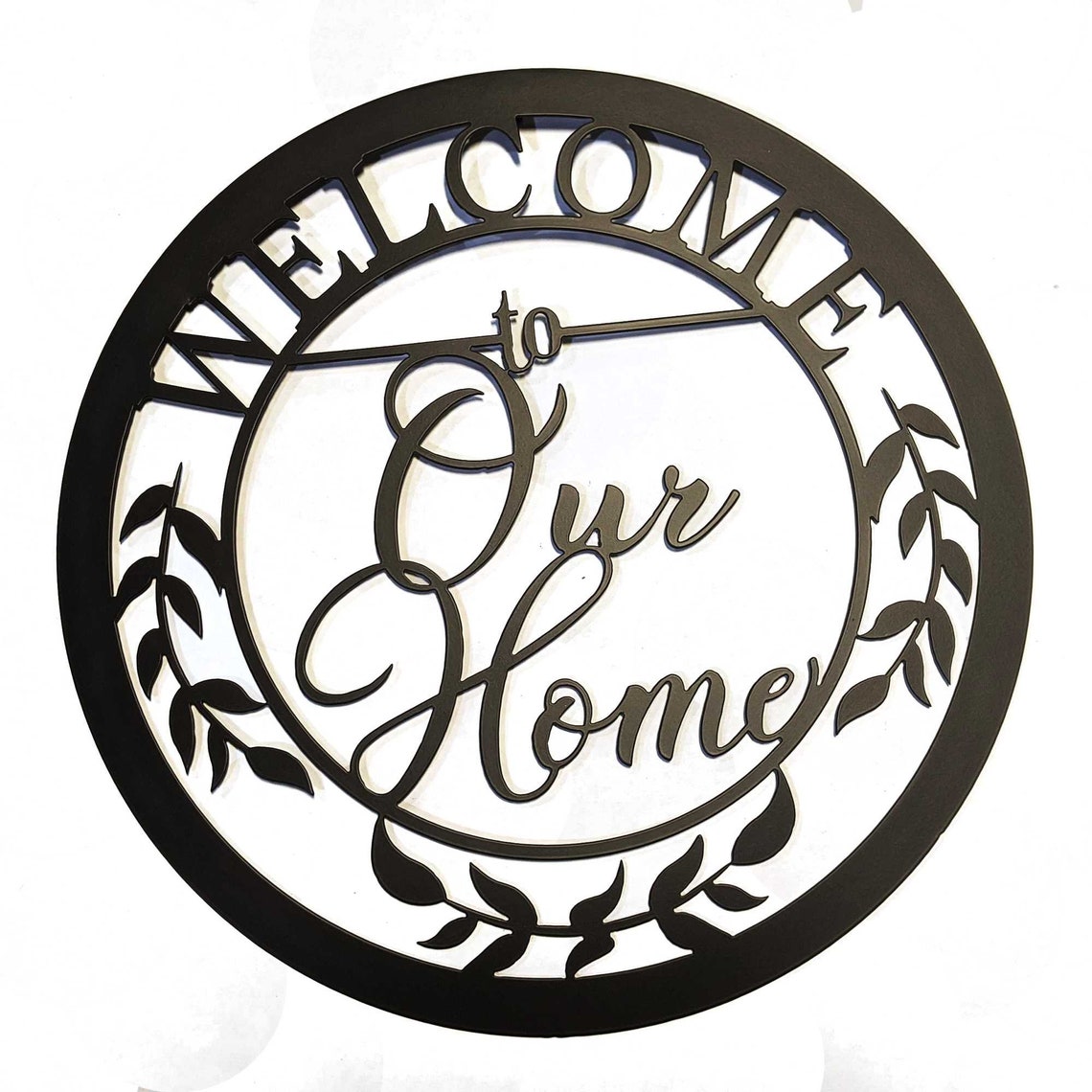 Welcome to Our Home Metal Sign: Round Steel Wall Decor - Etsy