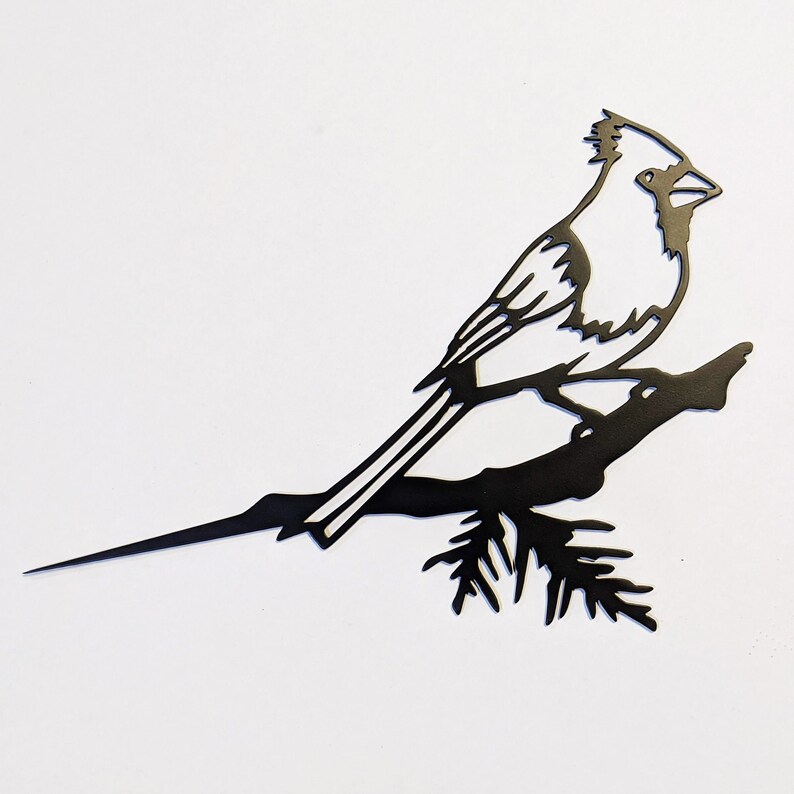 Cardinal Metal Bird Tree Sign: Outdoor Yard Art Decor - Etsy