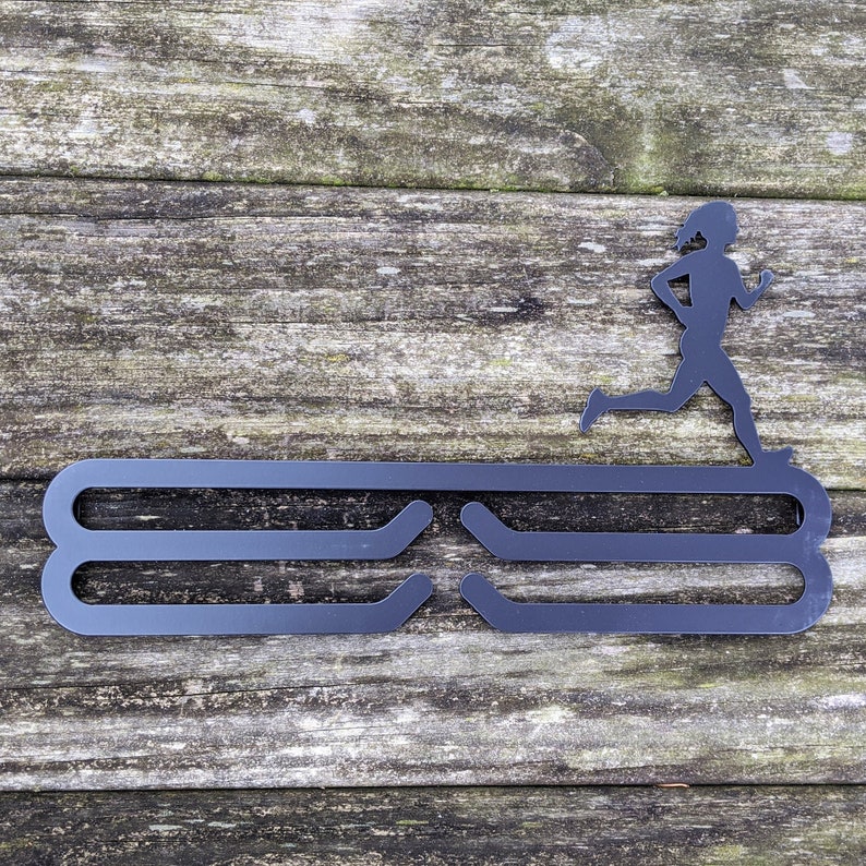 Female Runner Silhouette Medal Rack - Gift for Runner - Steel Runner ...