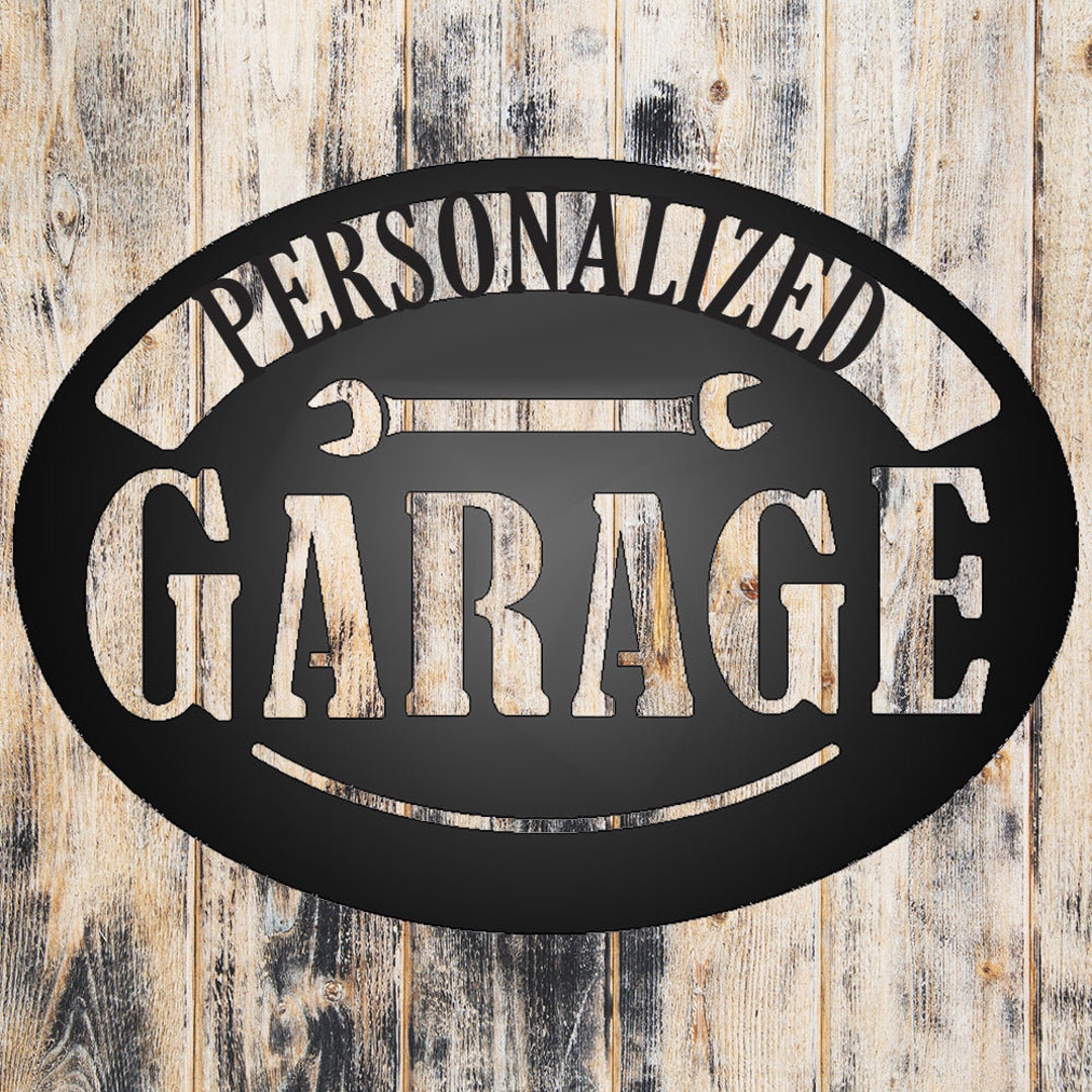 Personalized Garage Metal Sign - Customized Name Garage Sign With Rear ...