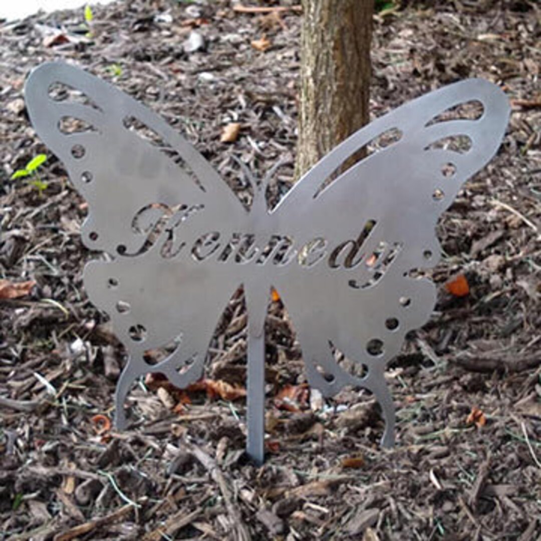 Butterfly Personalized Name Metal Yard Sign With Ground Stakes ...