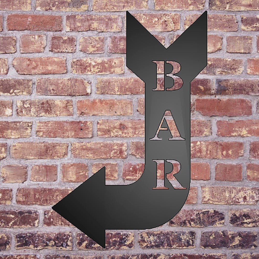 Bar Arrow Metal Sign - Left or Right Facing Directional Steel Wall ...