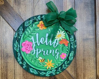 Welcome Pink and Coral Floral Wooden Door Hanger - Etsy