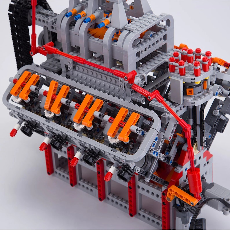 MOC V8 Motor Engine Model Building Blocks Kit OHV 5.0L V8 4-stroke ...