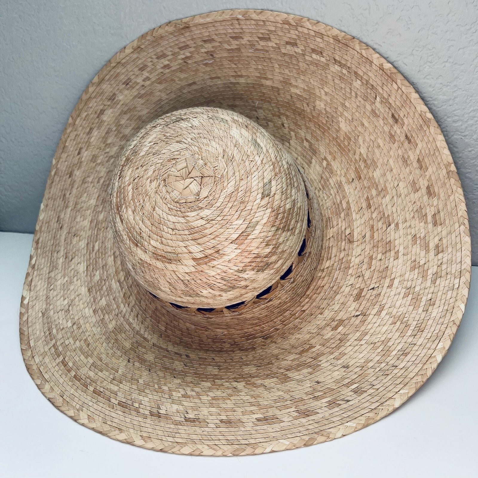 Handcrafted Ranch Lattice Hat Natural Palm Wide Brim - Etsy