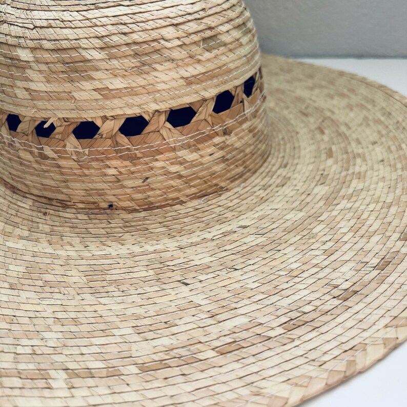 Handcrafted Ranch Lattice Hat Natural Palm Wide Brim - Etsy
