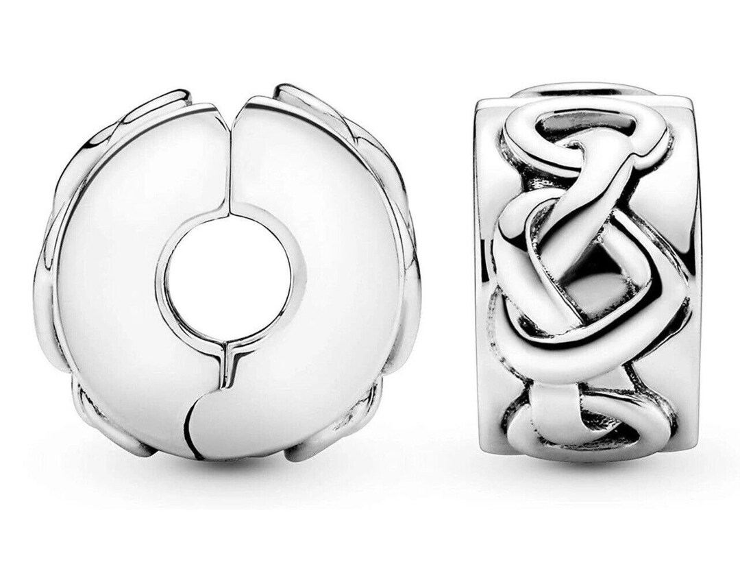 Authentic Pandora Knotted Hearts Clip Charm Jewelry S925 ALE Sterling ...
