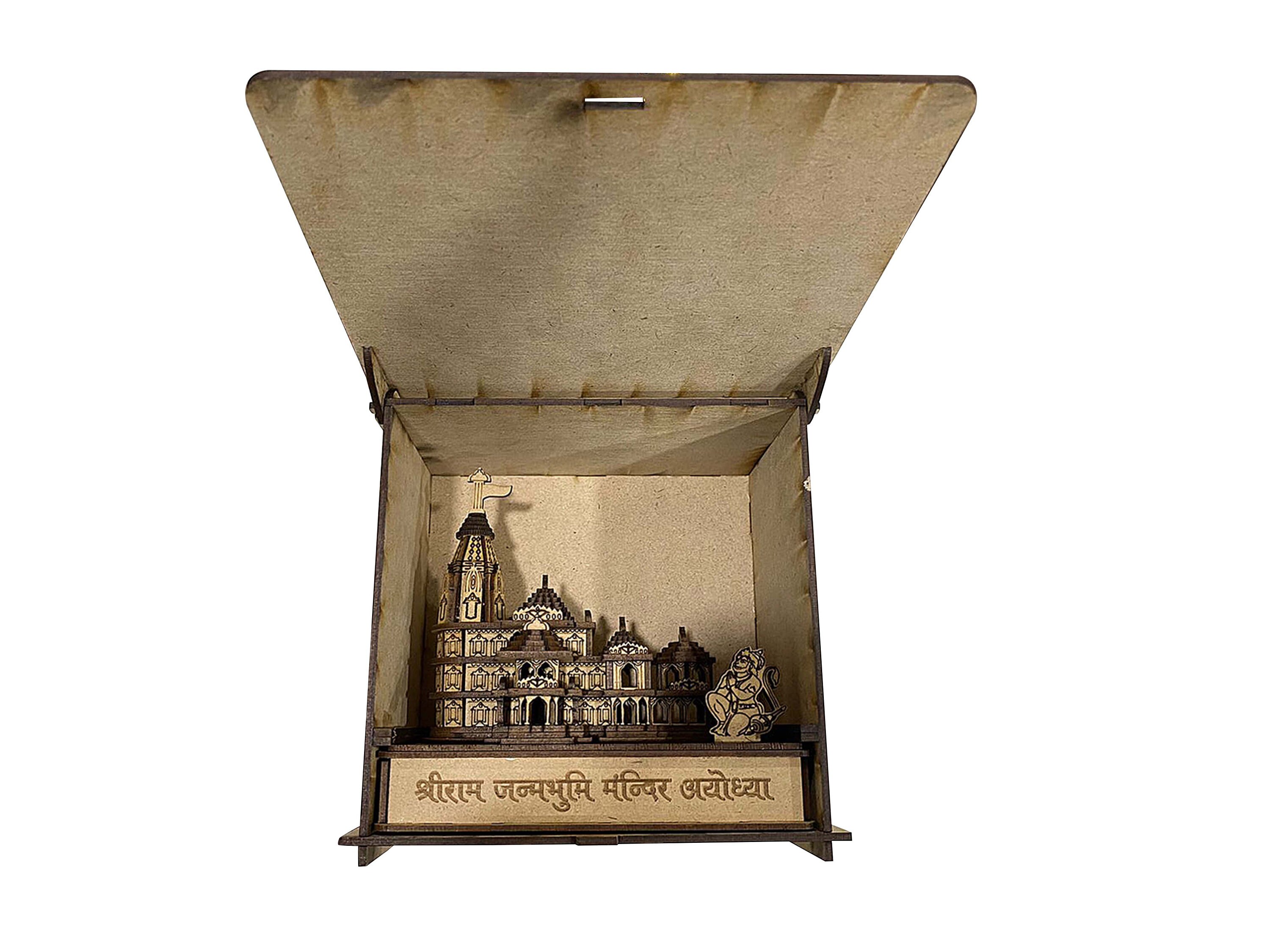 Ram Mandir Ayodhya 3D Wood Temple, Handcrafted for Religious Gifts, Car ...