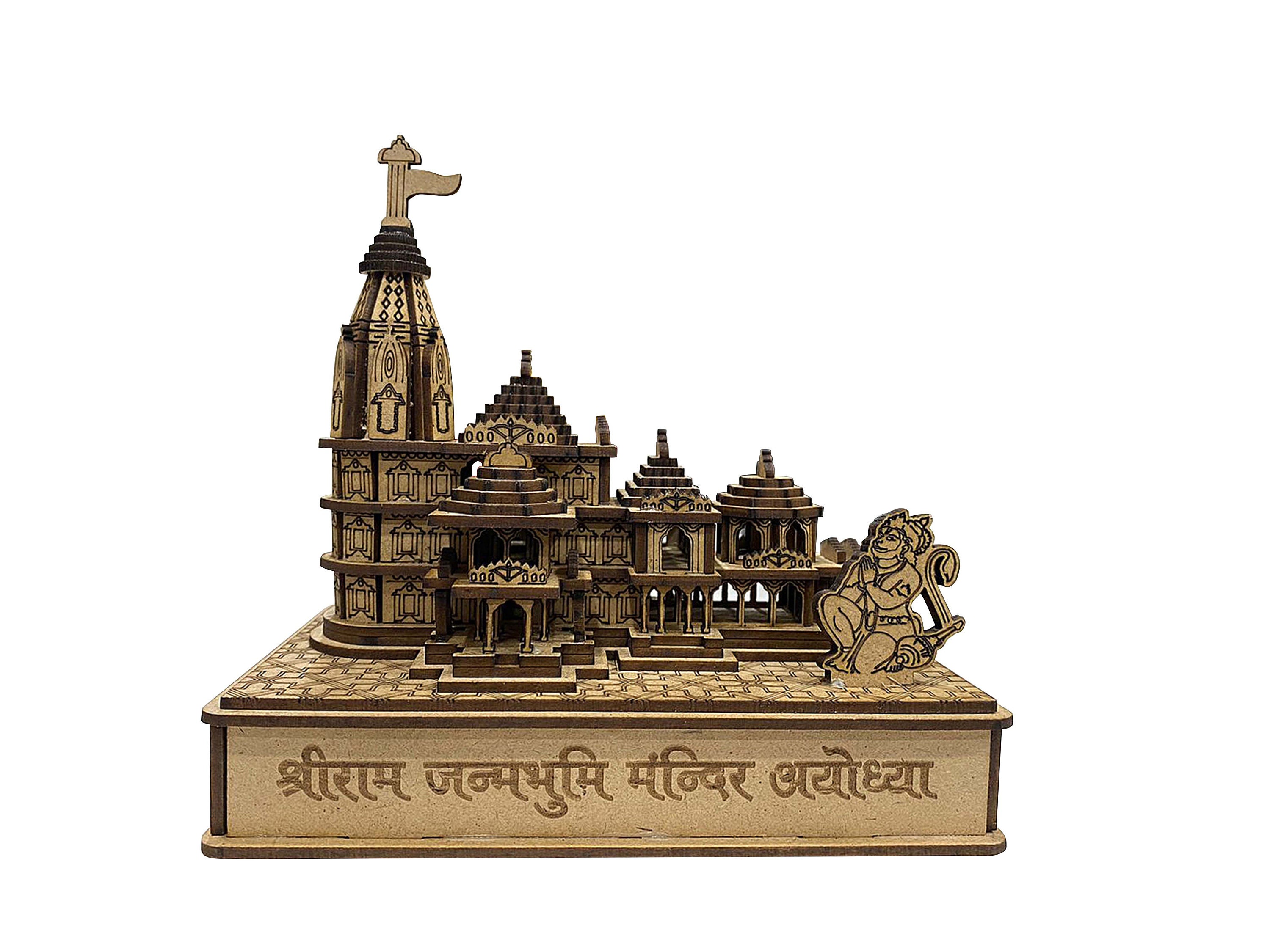 Ram Mandir Ayodhya 3D Wood Temple, Handcrafted for Religious Gifts, Car ...