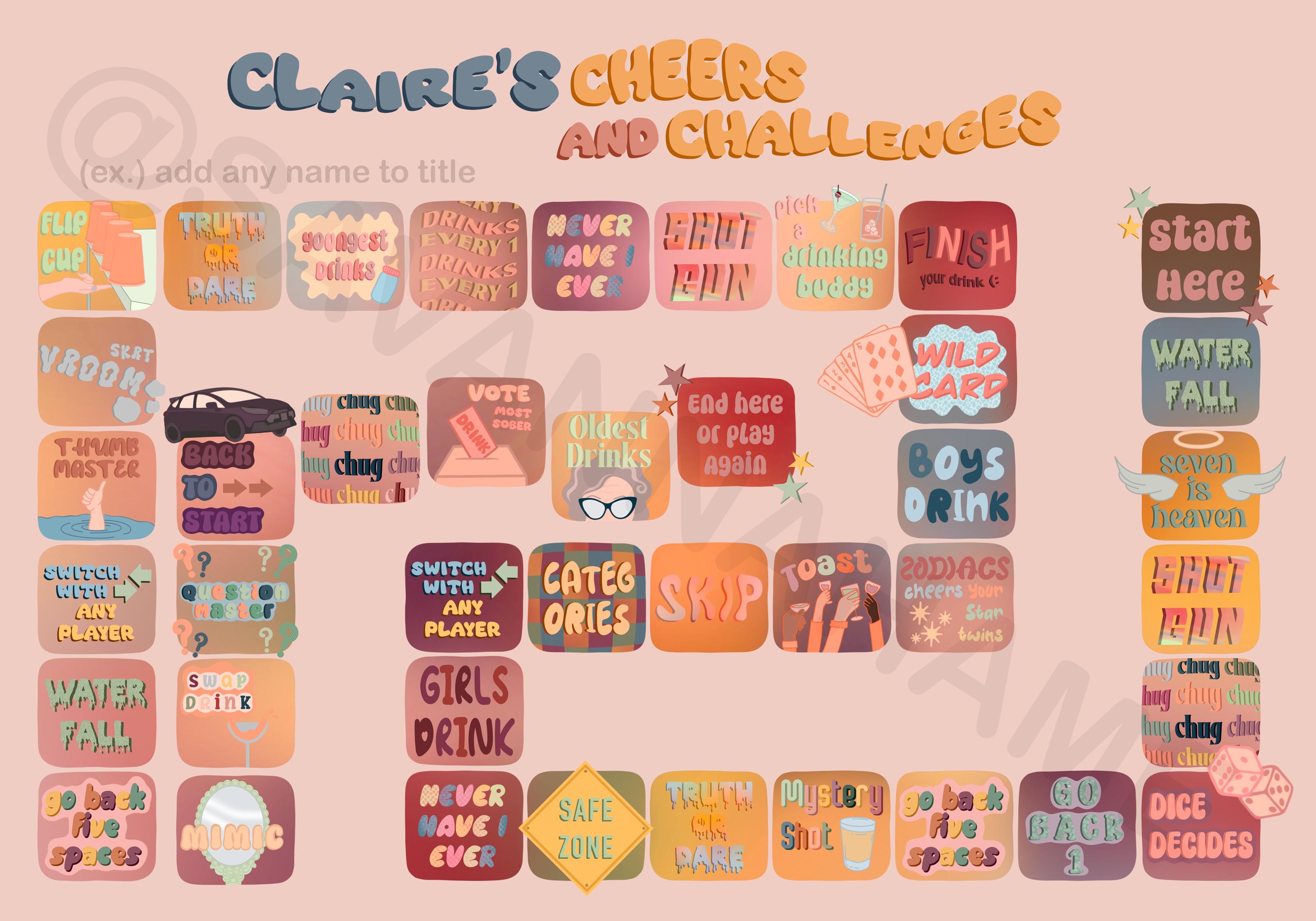 Cheers & Challenges Drinking Game Board - Etsy