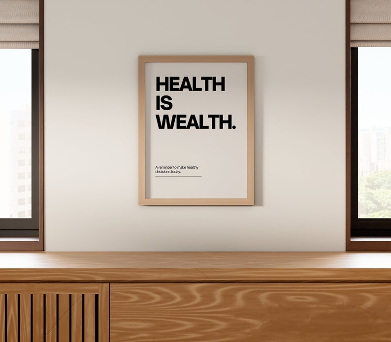 Health is Wealth Motivation Poster Digital Printable Minimalist Print ...