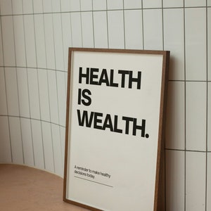 Health is Wealth Poster: Minimalist Inspirational Quote Print - Etsy